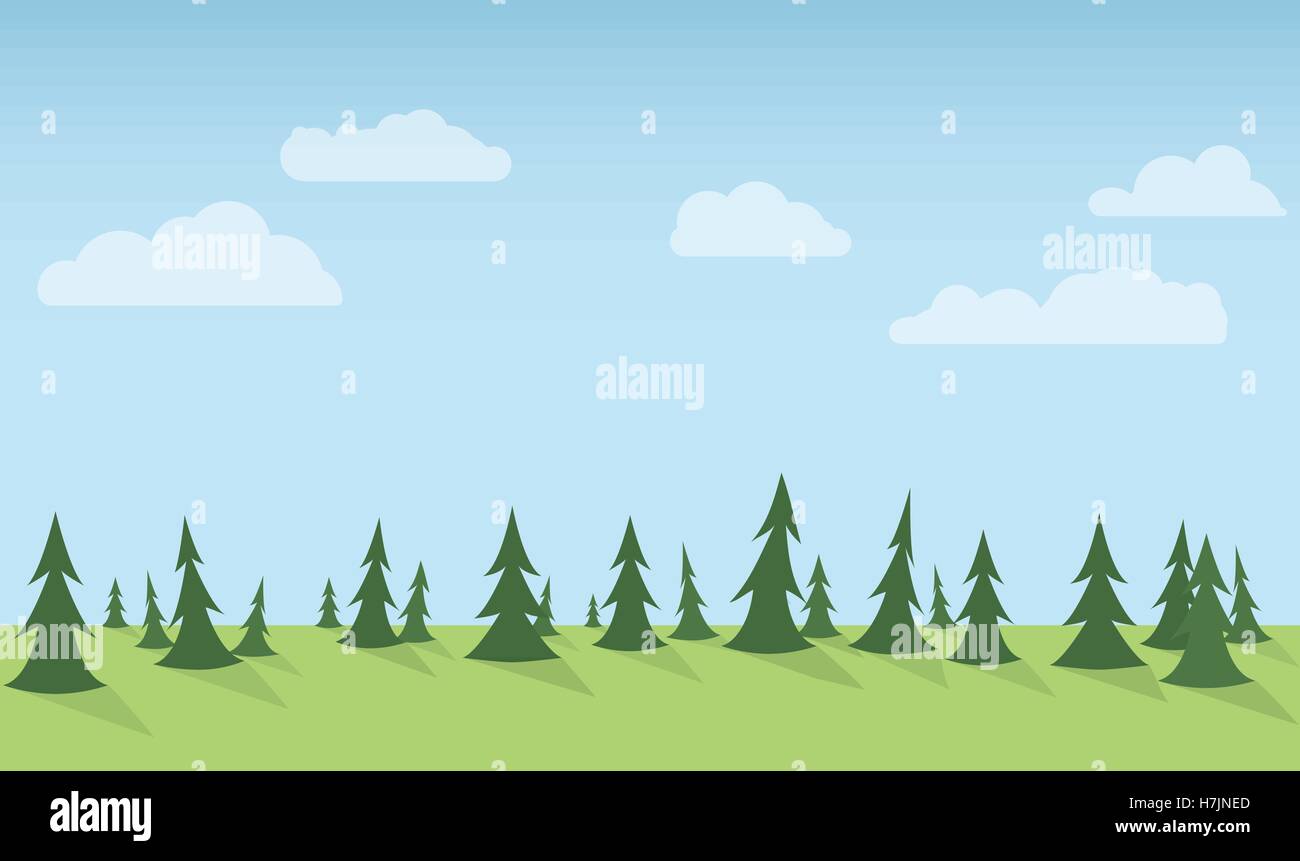 Simple vertical seamless forest background with clouds Stock Vector ...