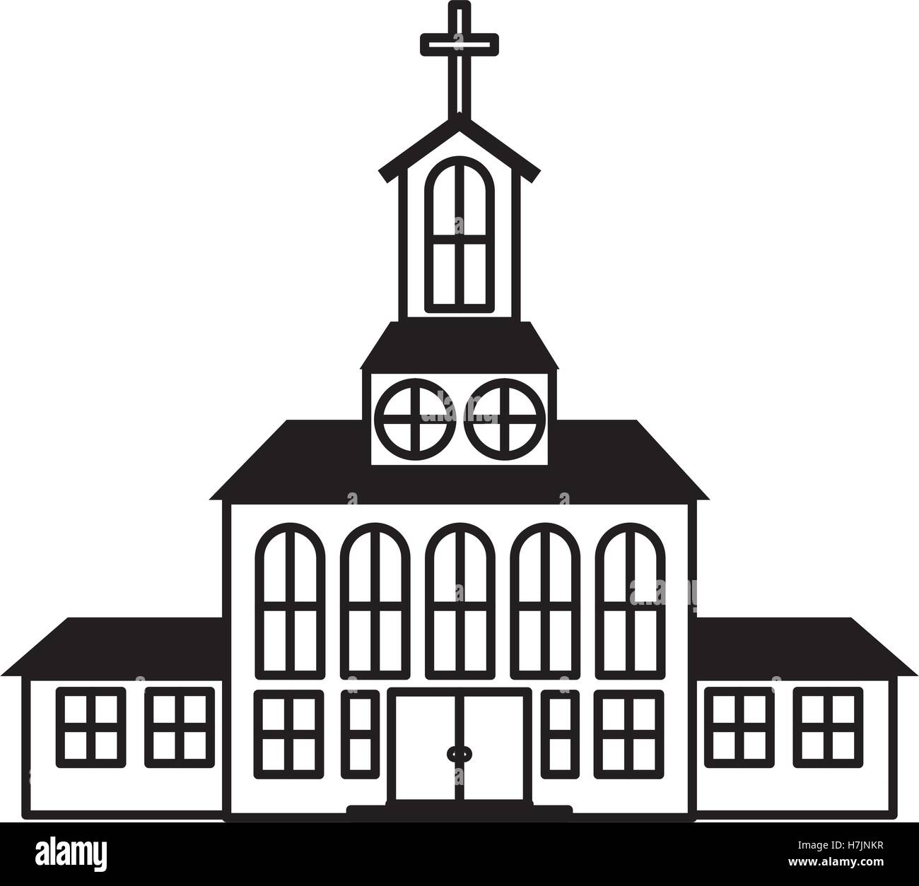 silhouette of church building icon over white background. vector ...