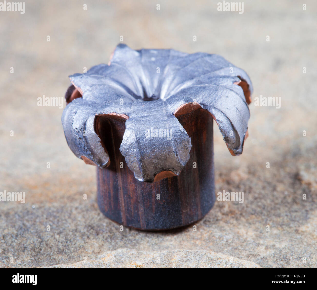 Expanded hollow point on a copper plated lead bullet Stock Photo - Alamy