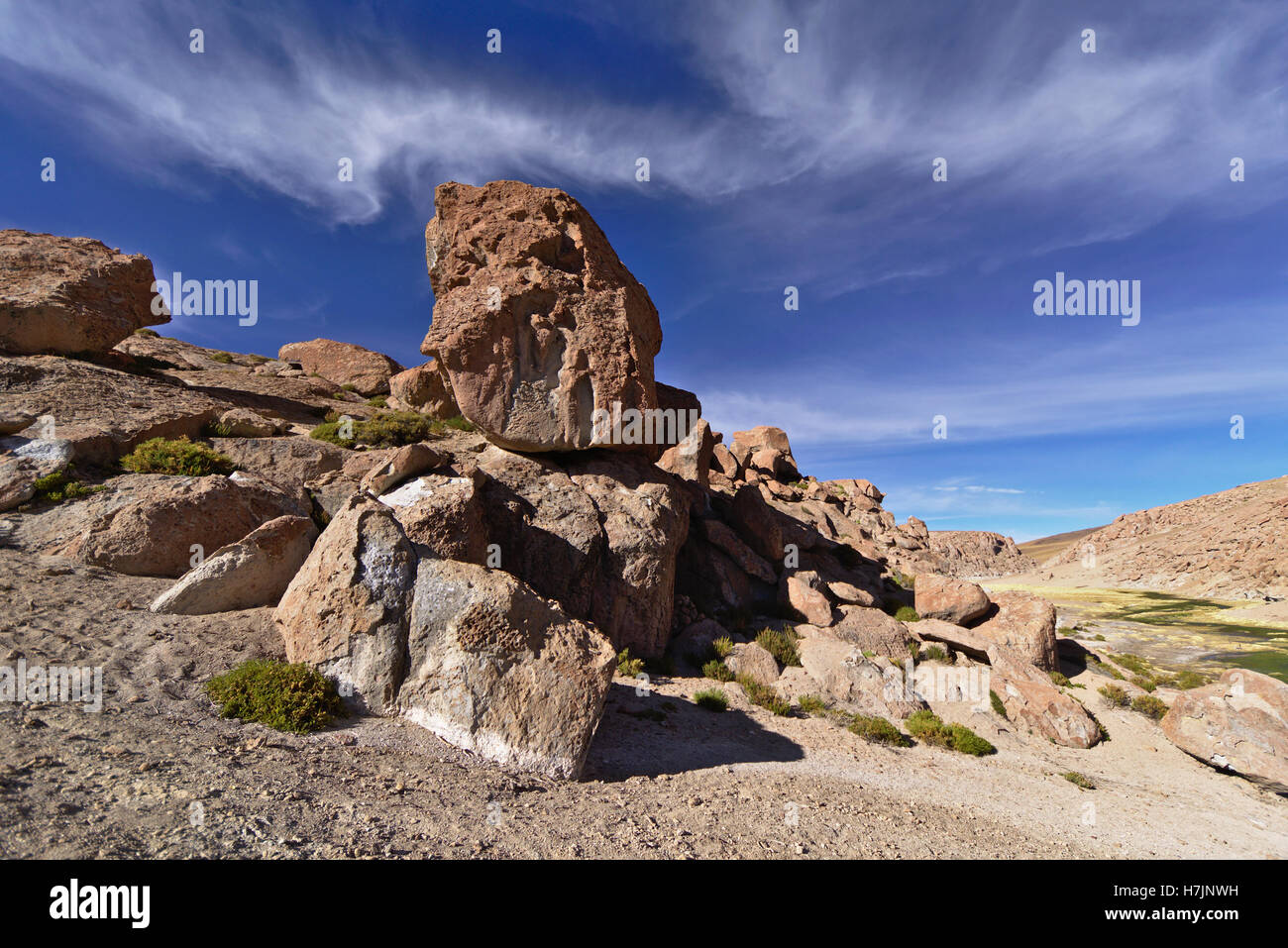 Beautiful natural rock formation with big loose balanced stone under a ...