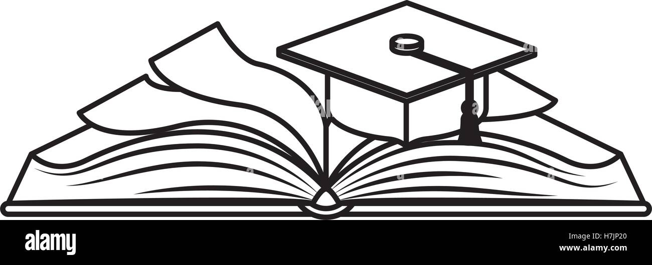 Graduation cap and book icon. School supply object and education theme ...