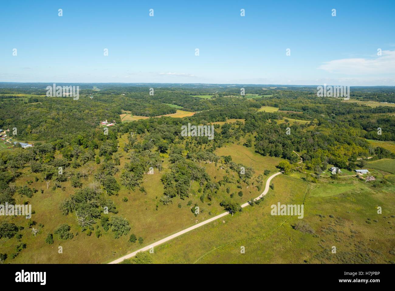 Aerial view of rural Dane County, Wisconsin. Specifically, the Pleasant ...