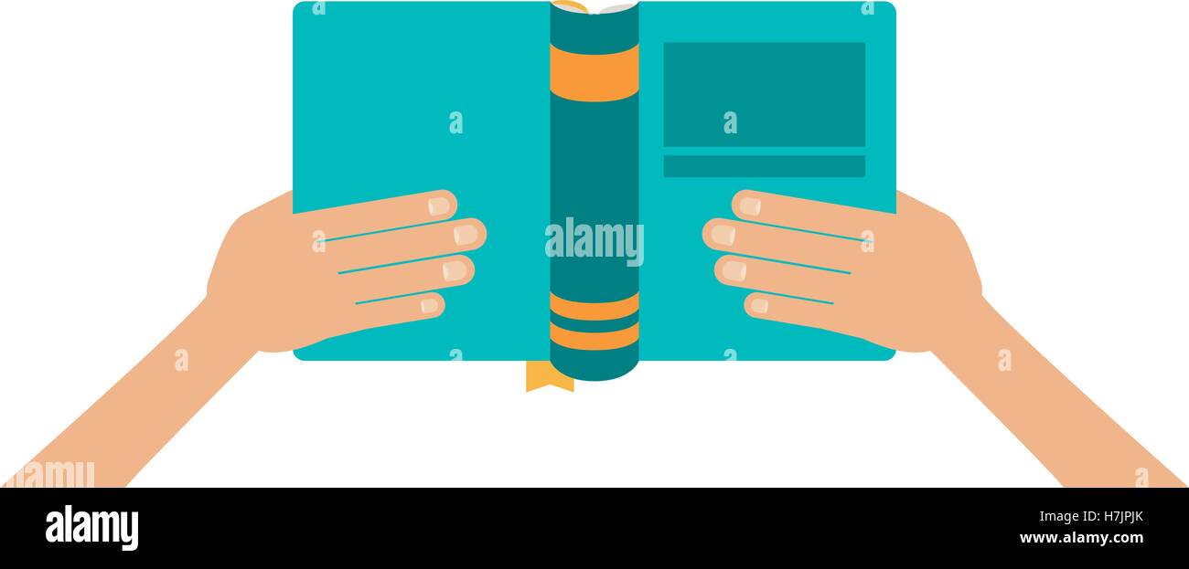 Book and hands icon. Education literature read and library theme ...