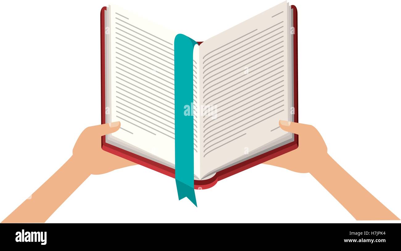 Book and hands icon. Education literature read and library theme ...