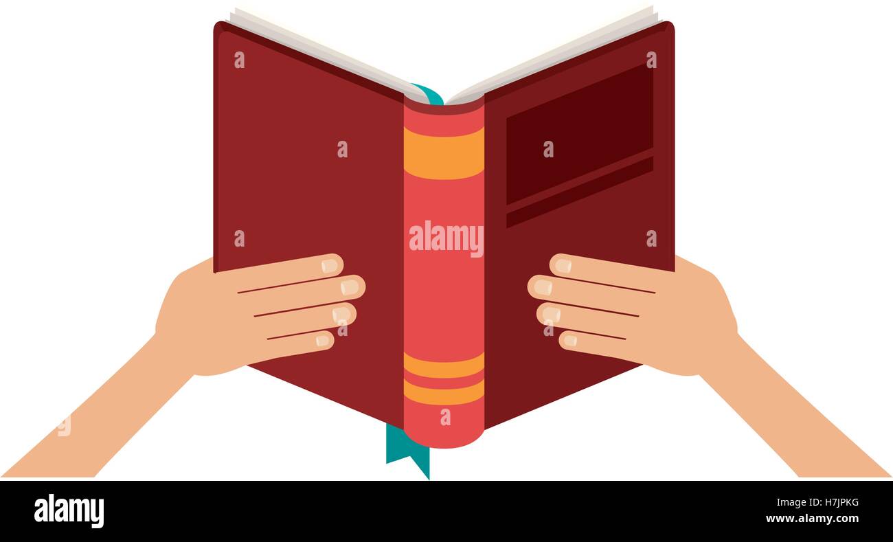 Book and hands icon. Education literature read and library theme ...