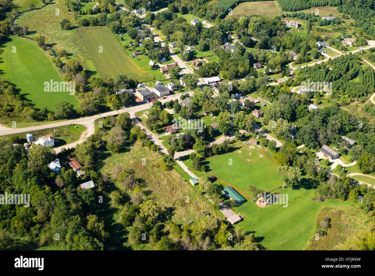 Aerial views of farms and farm buildings with fields hi-res stock ...