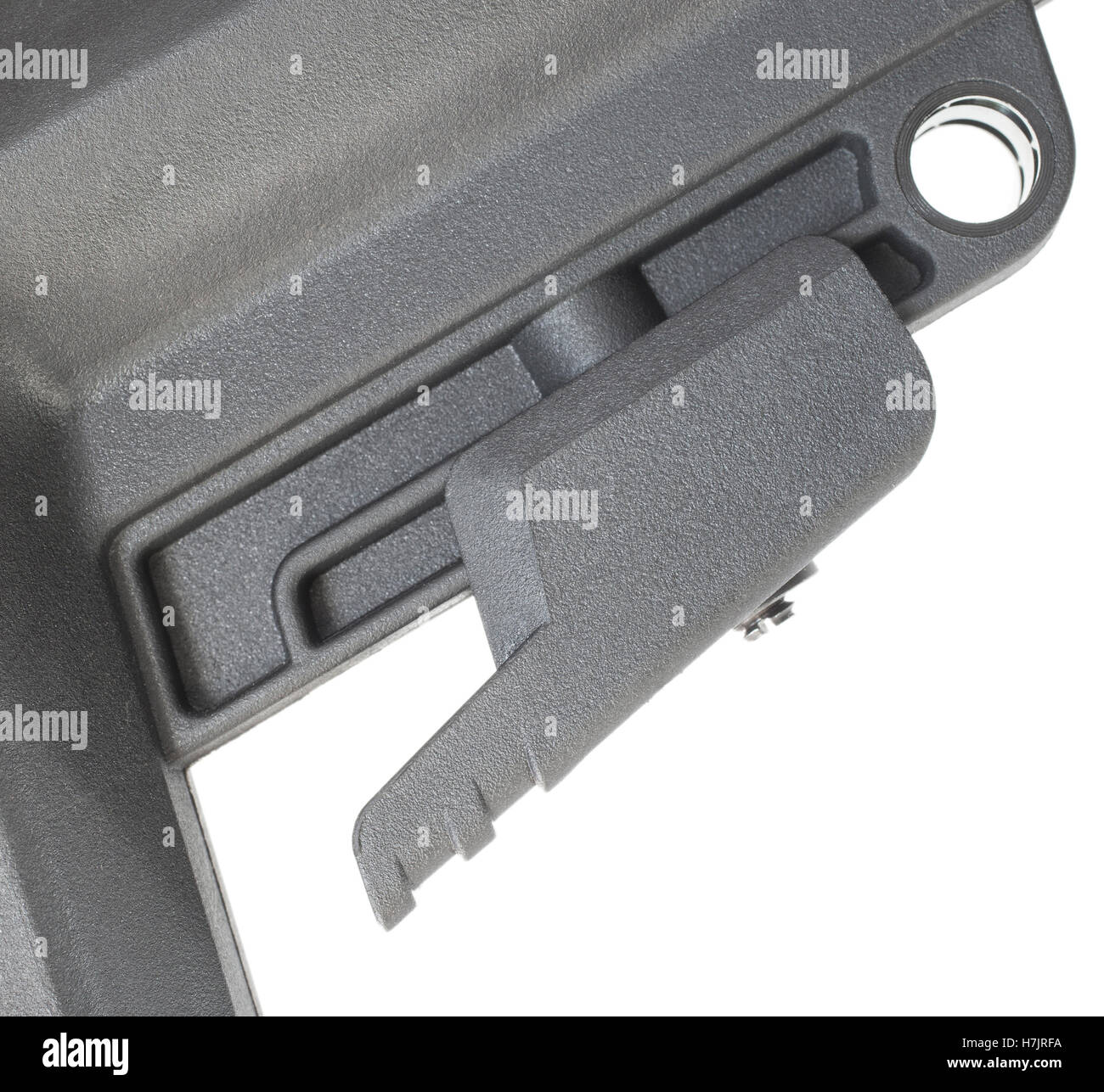 Lever on a rifle stock used to adjust length of pull Stock Photo - Alamy