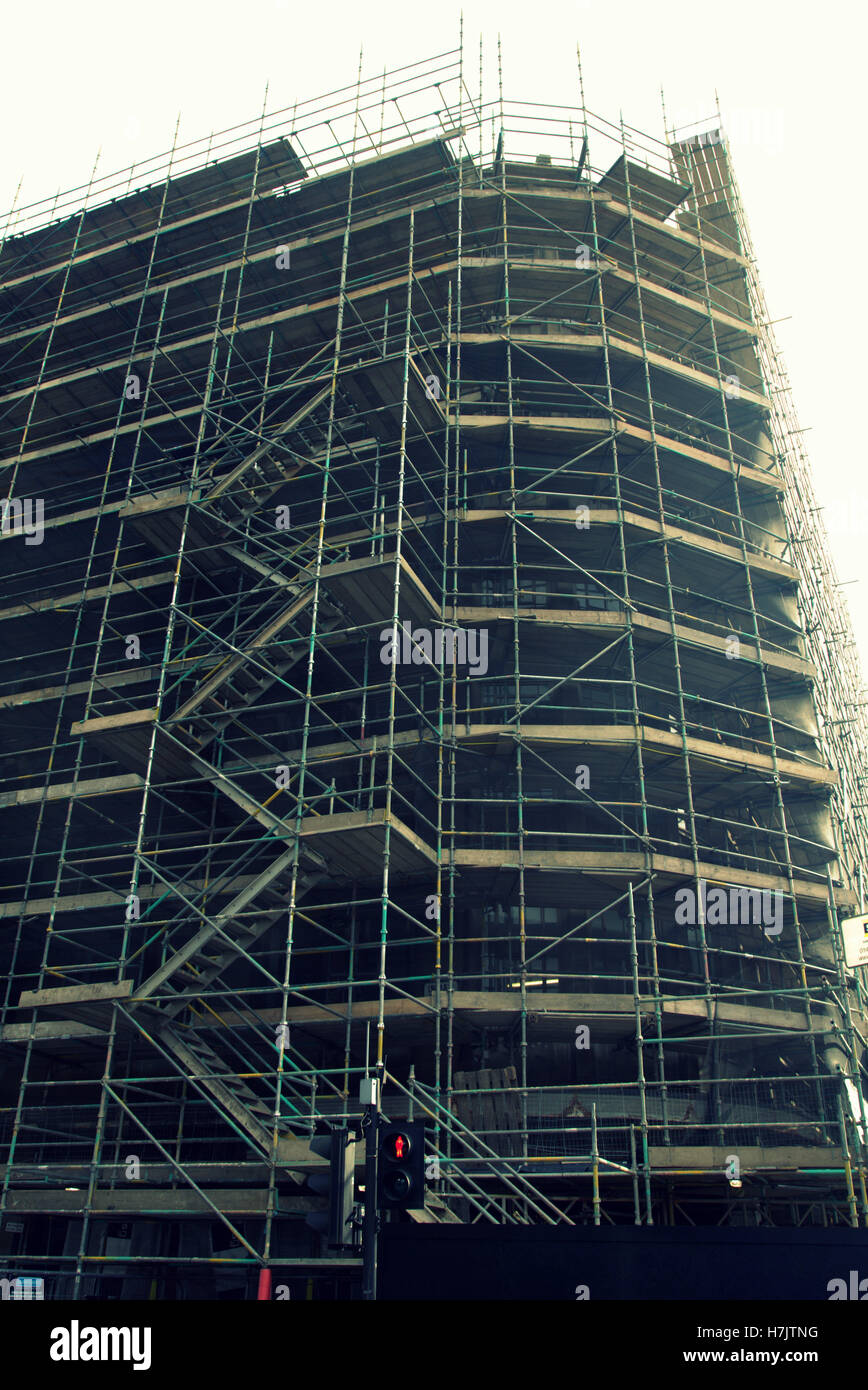 Scaffolding and ladders building graphic shot infra red Stock Photo - Alamy