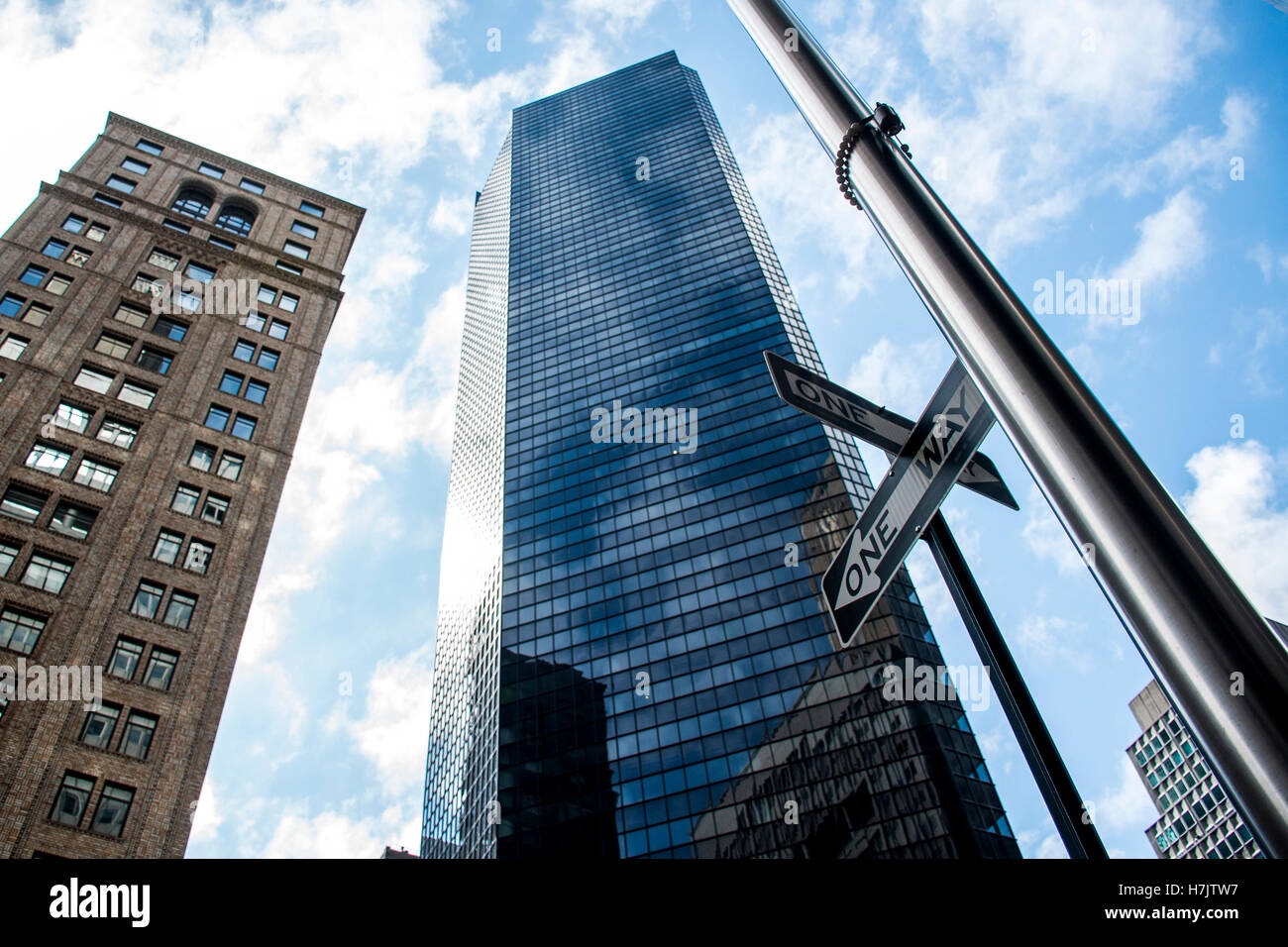 One way sign New York City USA Skyline the Big Apple Stock Photo - Alamy