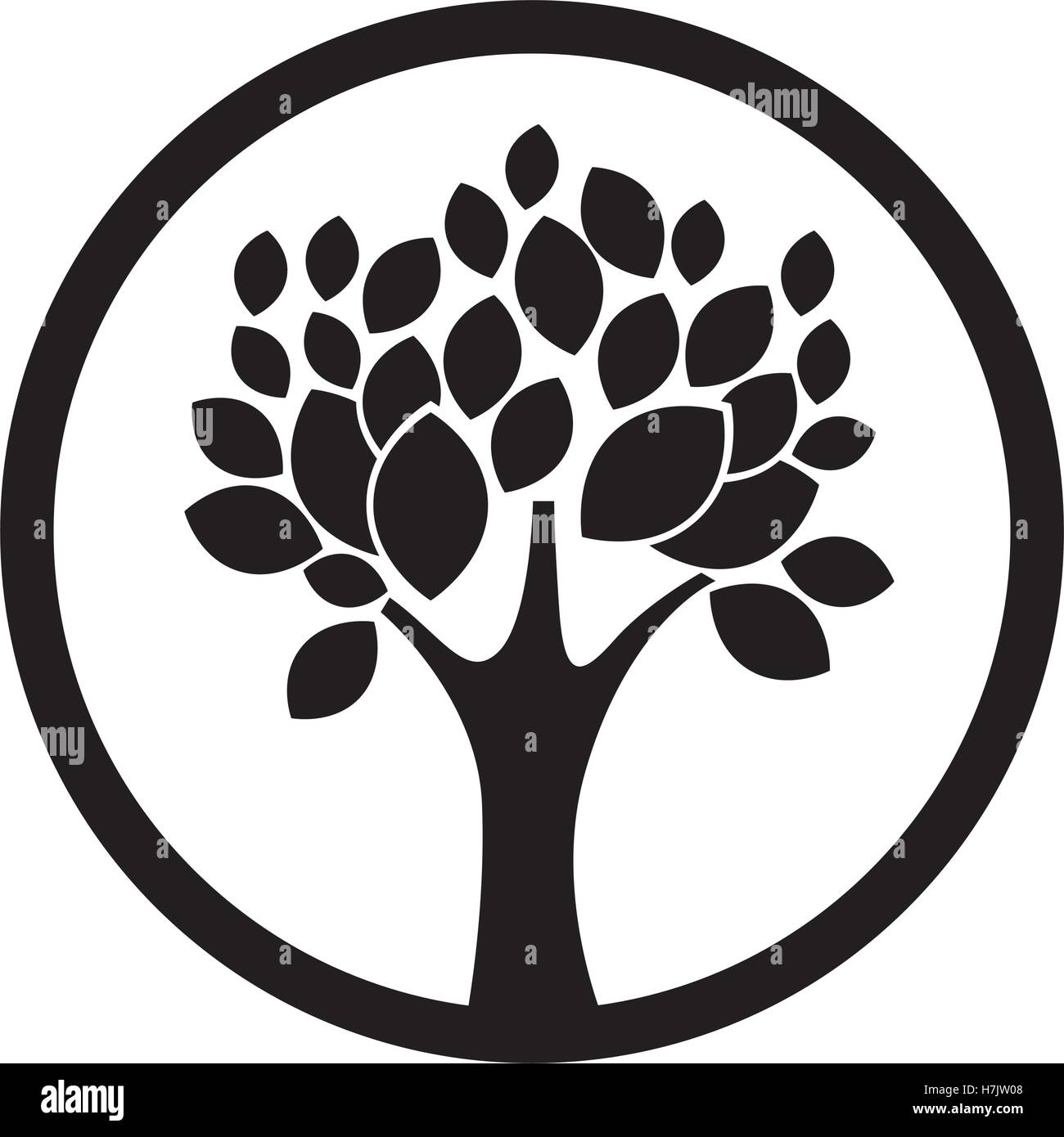 Tree with leaves inside circle icon. Plant nature environment spring ...