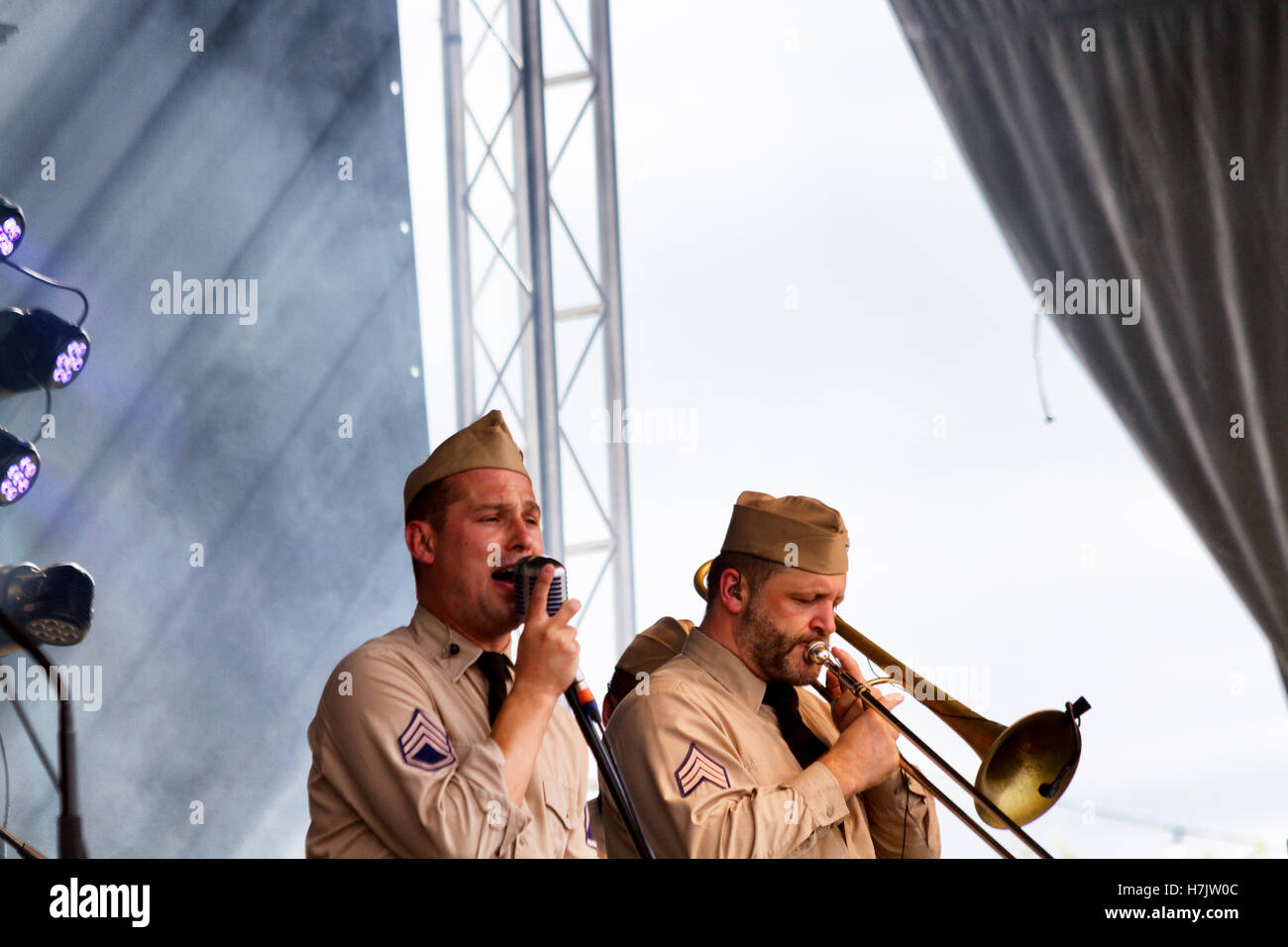 Company B jump jive band, performing at the Annual Sausages and Beer ...