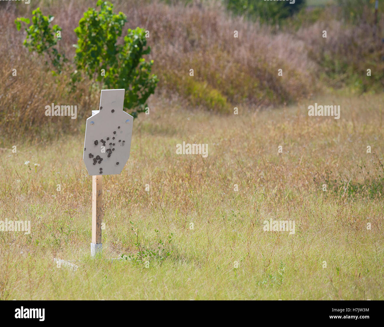 White steel target for gun practice all alone down range Stock Photo ...
