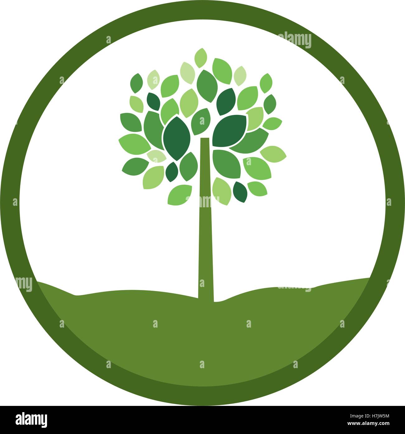 Tree with leaves inside circle icon. Plant nature environment spring ...
