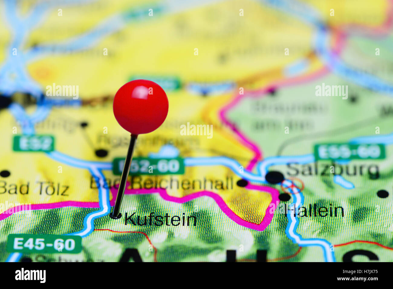 Kufstein pinned on a map of Austria Stock Photo - Alamy