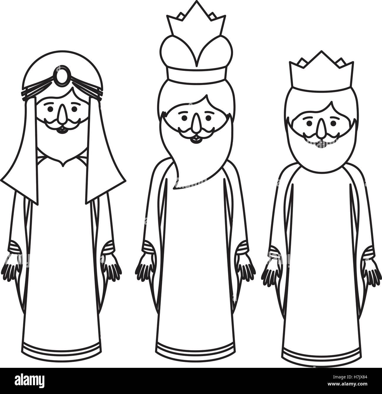 The three wisemen cartoons icon. Happy epiphany day holy night and ...