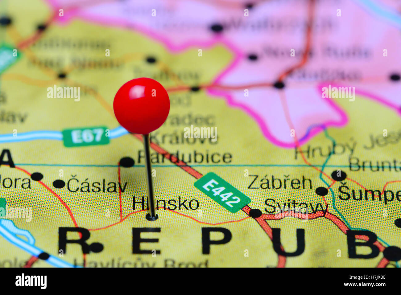 Hlinsko pinned on a map of Czech Republic Stock Photo - Alamy