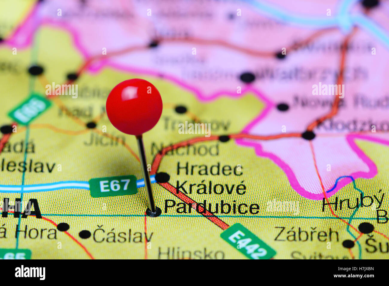 Pardubice pinned on a map of Czech Republic Stock Photo - Alamy