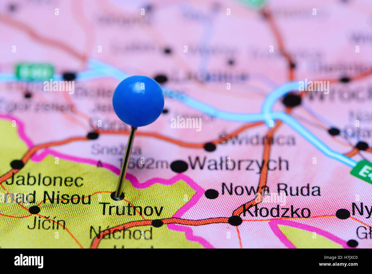 Trutnov pinned on a map of Czech Republic Stock Photo - Alamy
