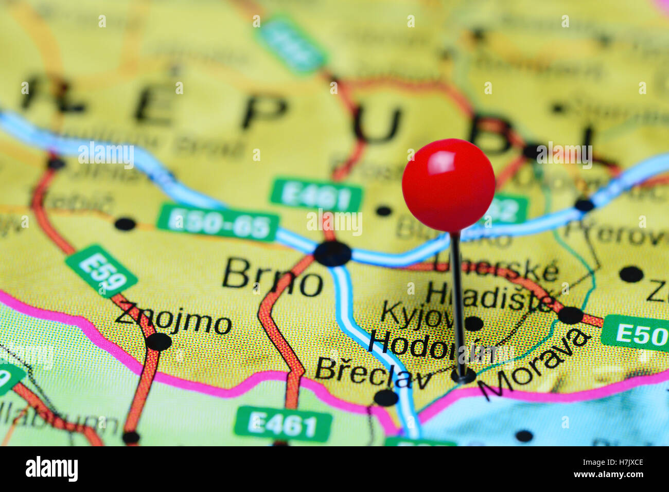 Hodonin pinned on a map of Czech Republic Stock Photo - Alamy