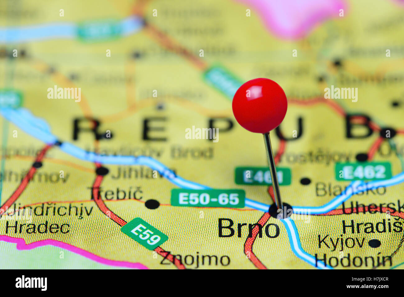 Brno pinned on a map of Czech Republic Stock Photo - Alamy
