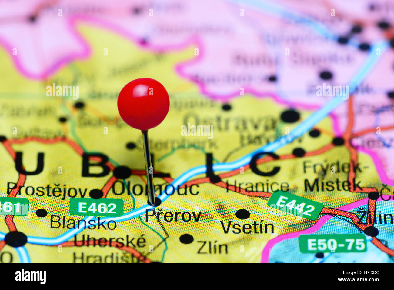 Prerov pinned on a map of Czech Republic Stock Photo - Alamy