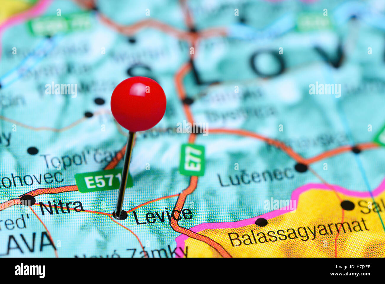 Levice pinned on a map of Slovakia Stock Photo - Alamy