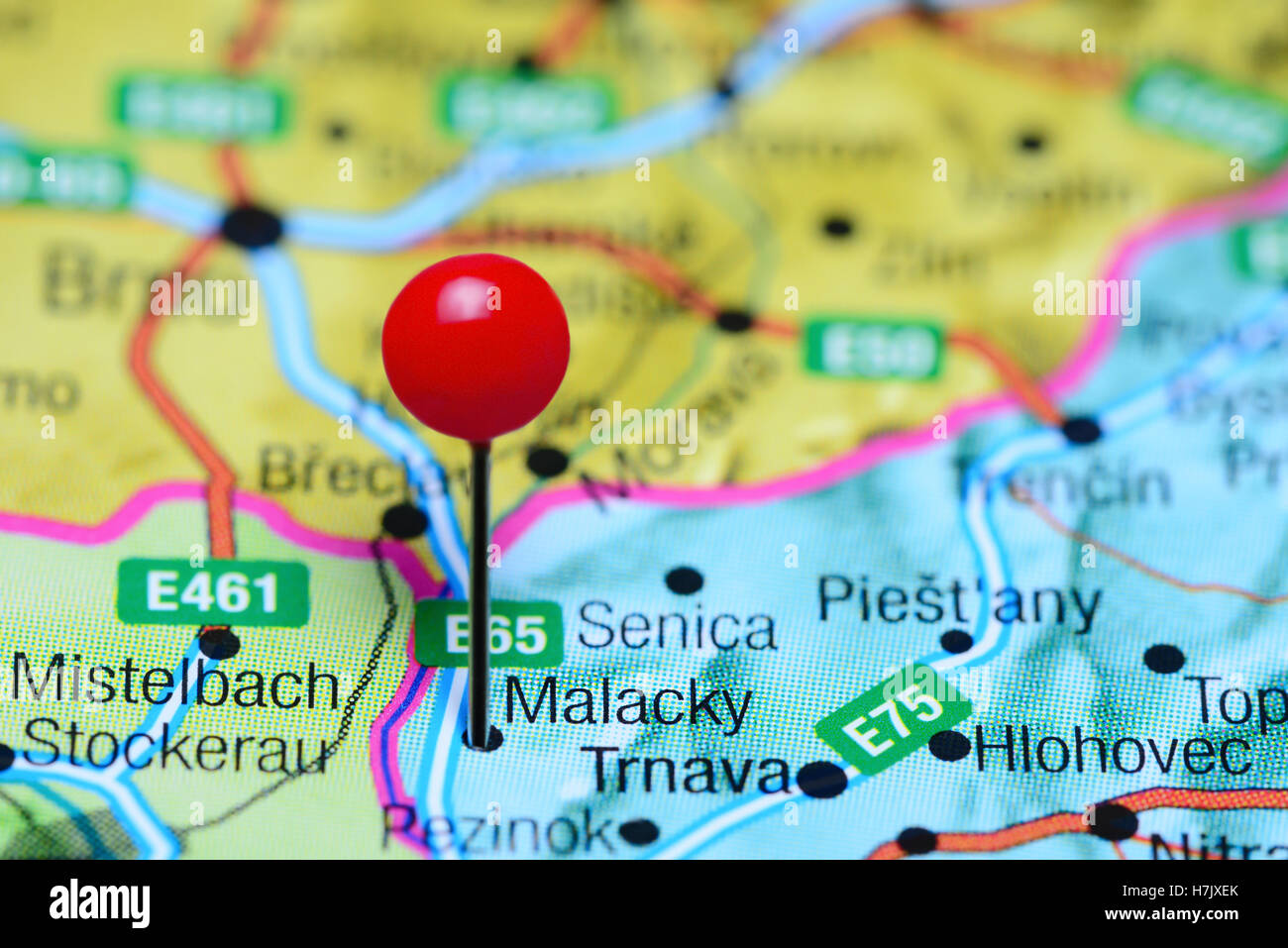 Malacky pinned on a map of Slovakia Stock Photo - Alamy