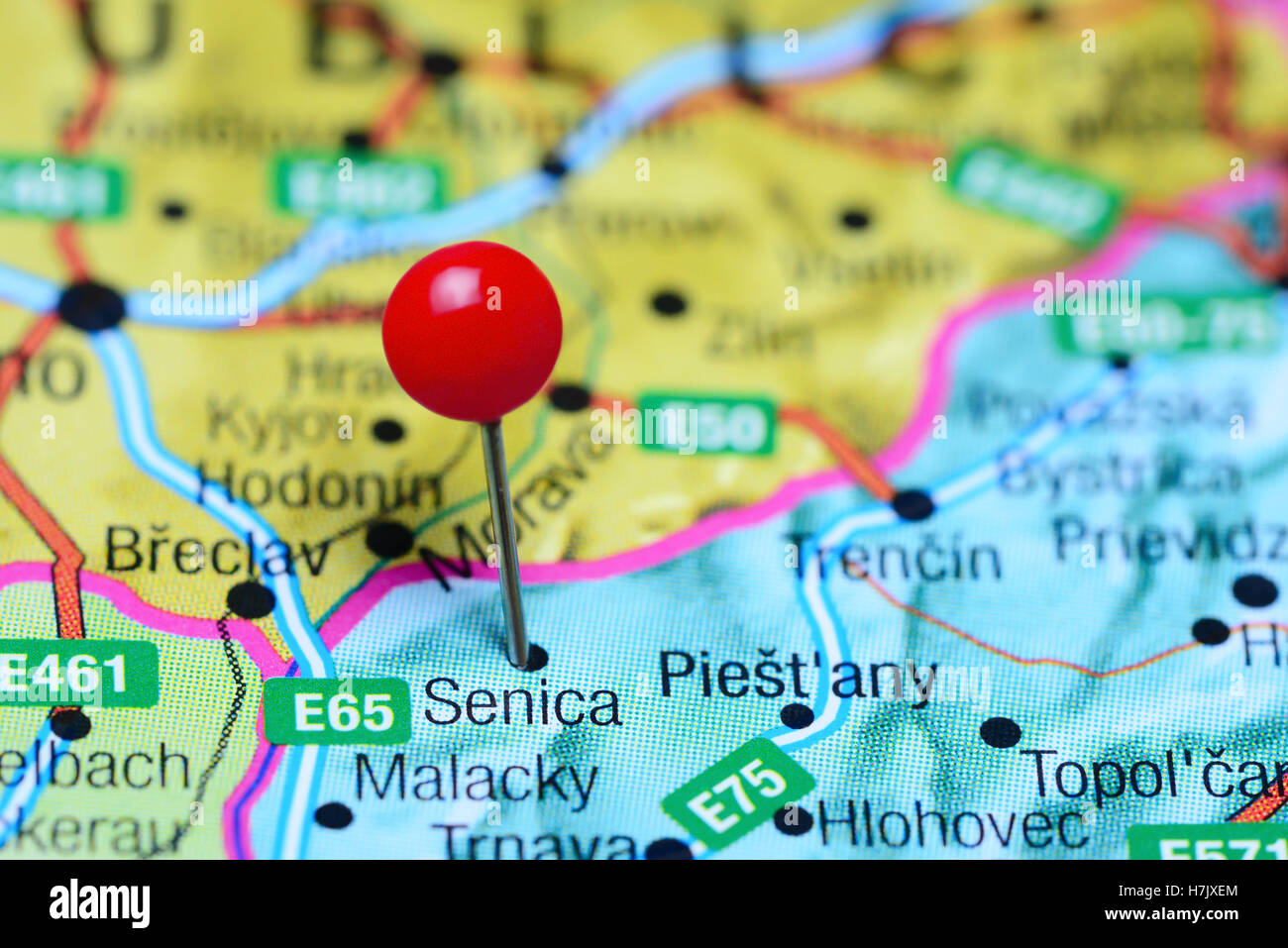 Senica pinned on a map of Slovakia Stock Photo - Alamy