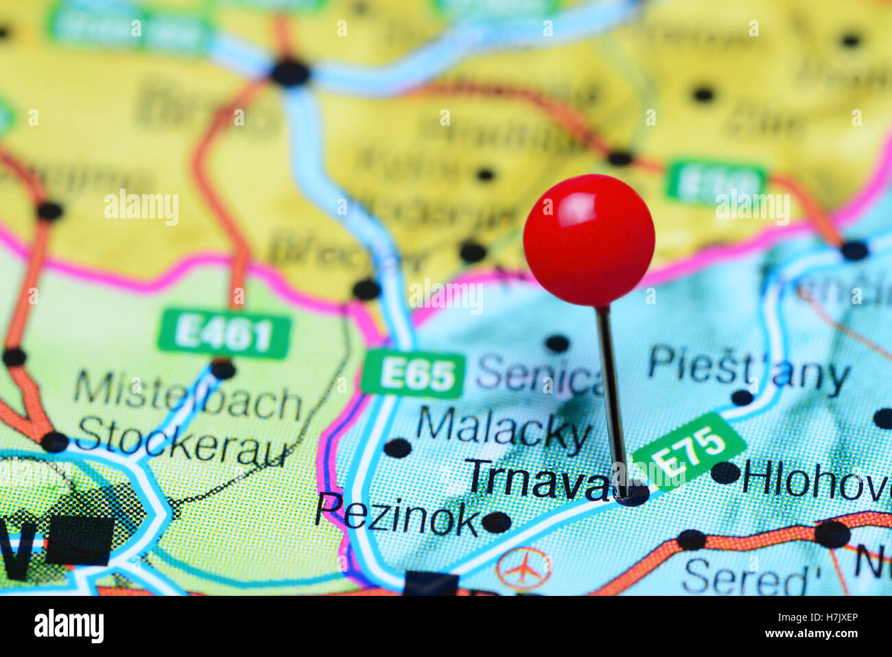 Trnava pinned on a map of Slovakia Stock Photo - Alamy