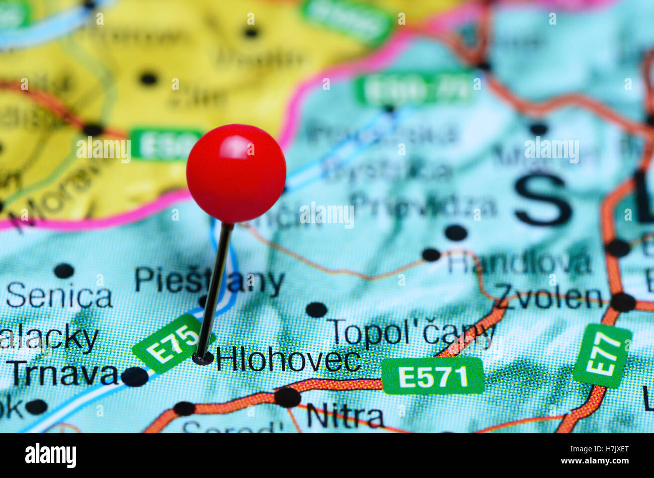 Hlohovec pinned on a map of Slovakia Stock Photo - Alamy