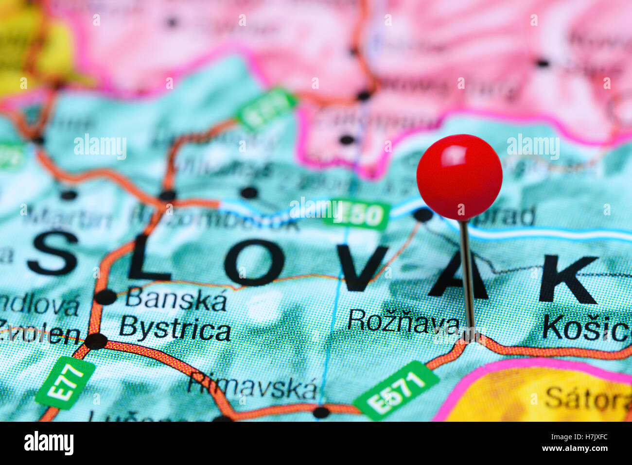 Roznava pinned on a map of Slovakia Stock Photo - Alamy