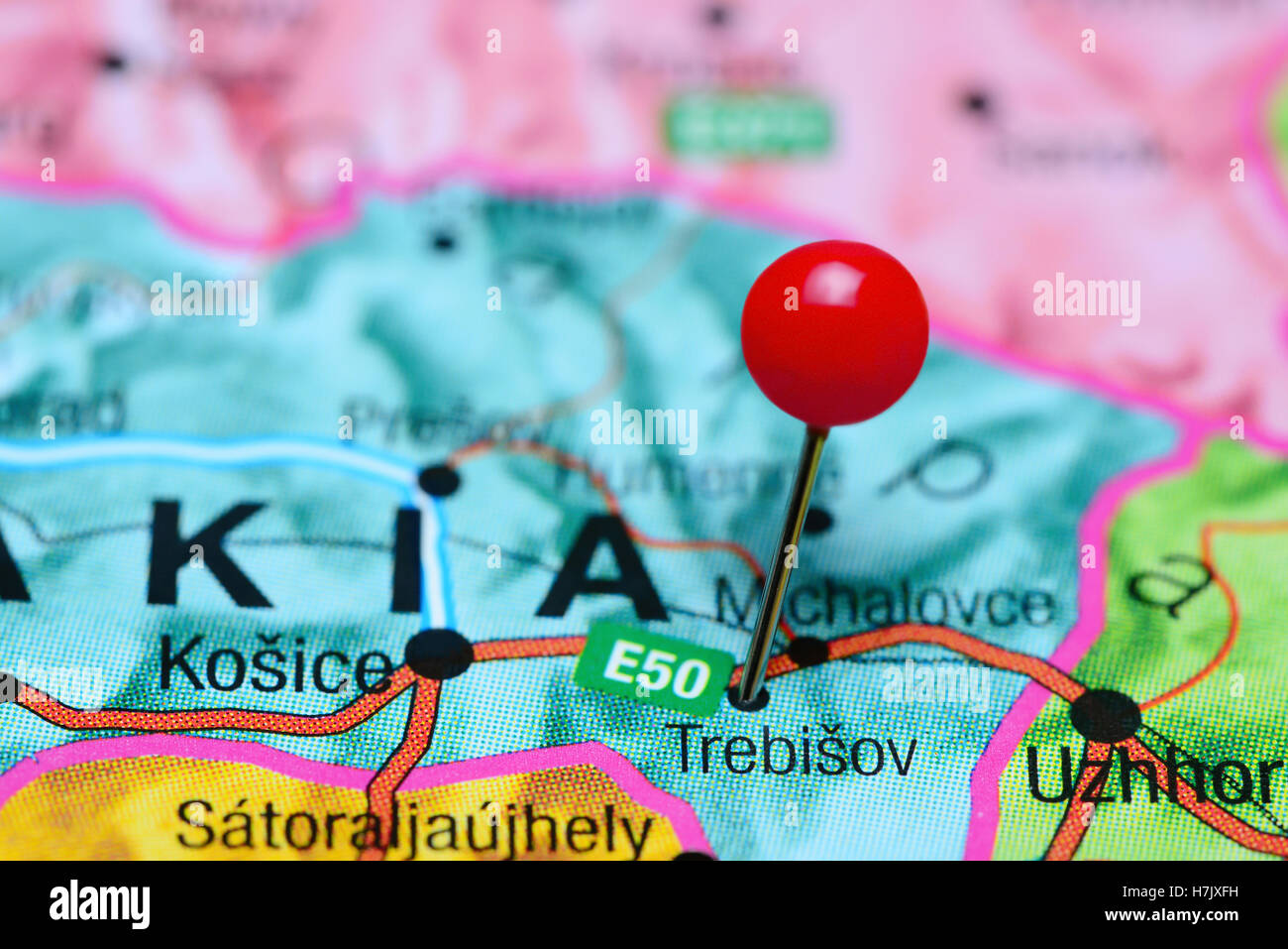 Trebisov pinned on a map of Slovakia Stock Photo - Alamy