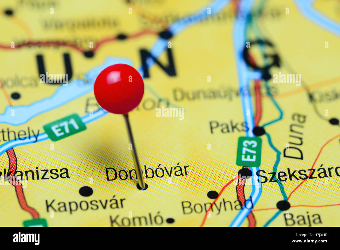 Dombovar pinned on a map of Hungary Stock Photo - Alamy