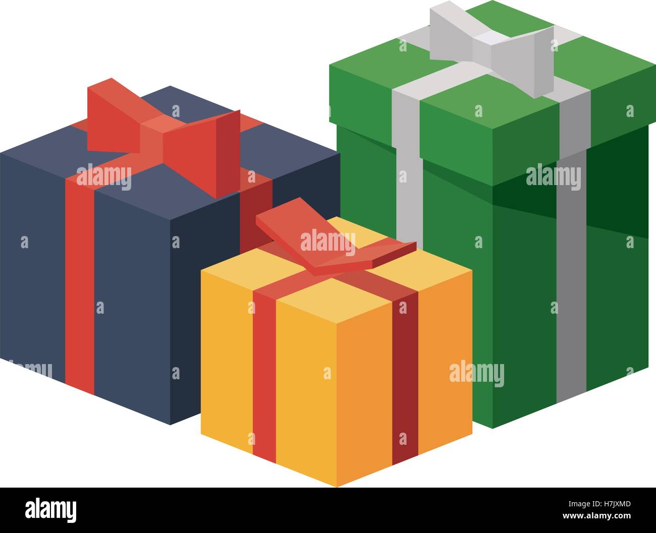 Isometric gift box with bowtie icon. Present holiday celebration and ...