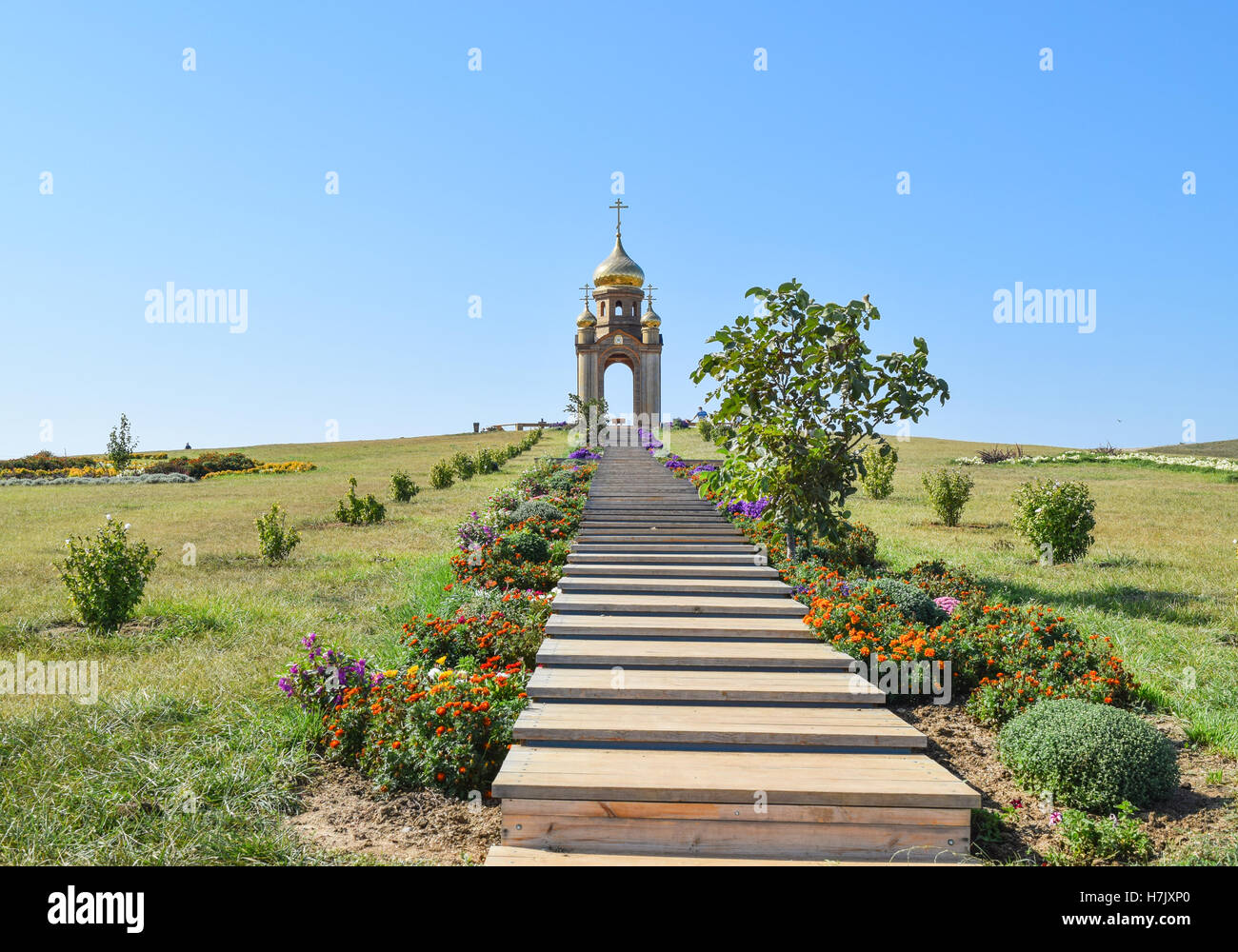 Orthodox chapel on a hill. Tabernacle in the Cossack village of Ataman ...