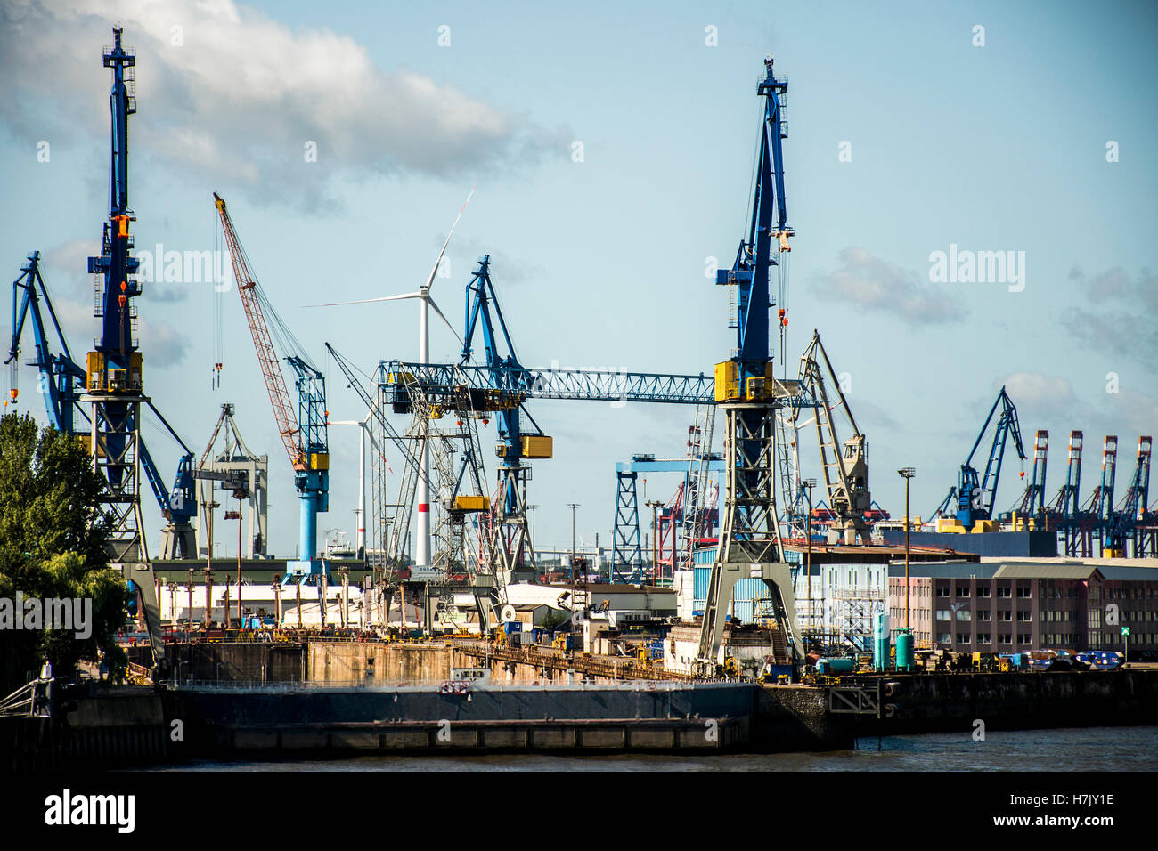 Port Hamburg in Germany biggest industrial Harbor 4 Stock Photo - Alamy