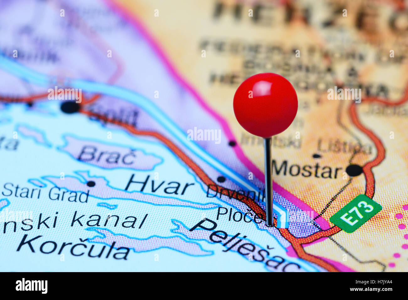 Ploce pinned on a map of Croatia Stock Photo - Alamy