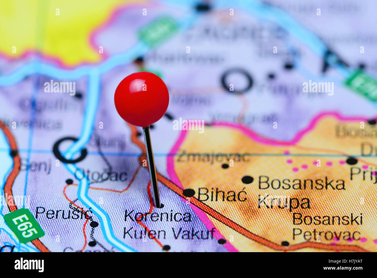 Korenica pinned on a map of Croatia Stock Photo - Alamy