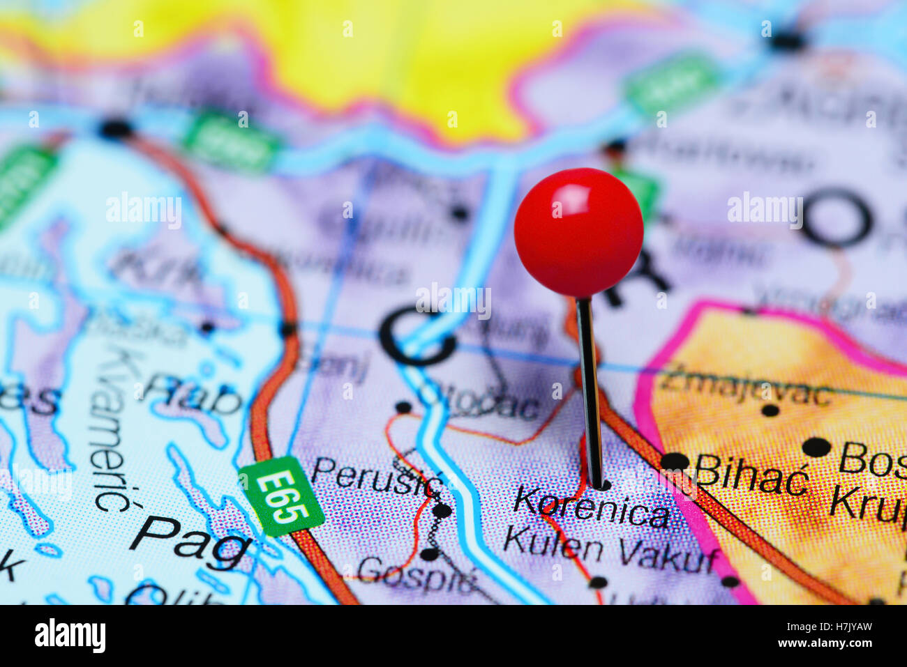 Korenica pinned on a map of Croatia Stock Photo - Alamy