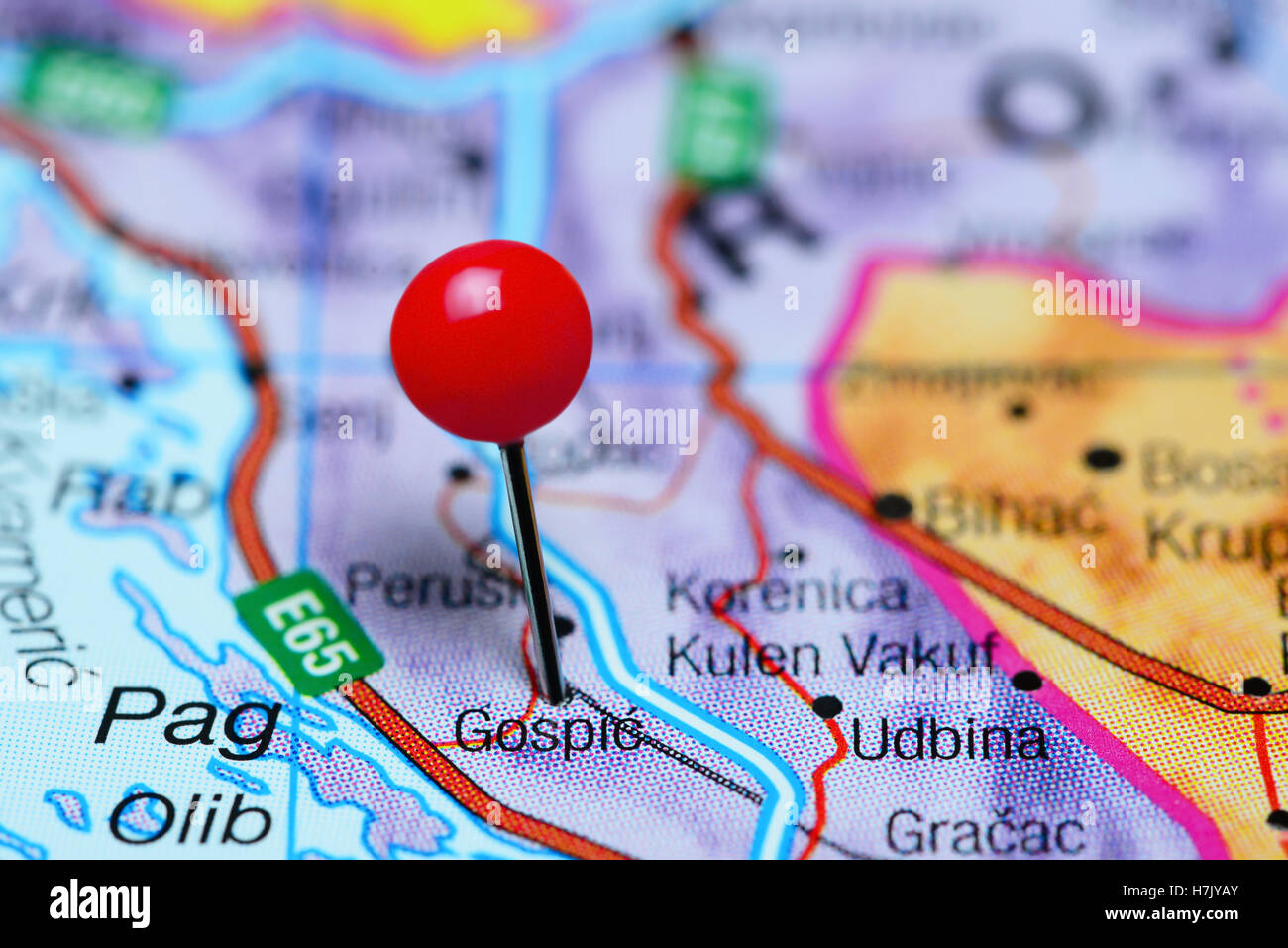 Gospic pinned on a map of Croatia Stock Photo - Alamy