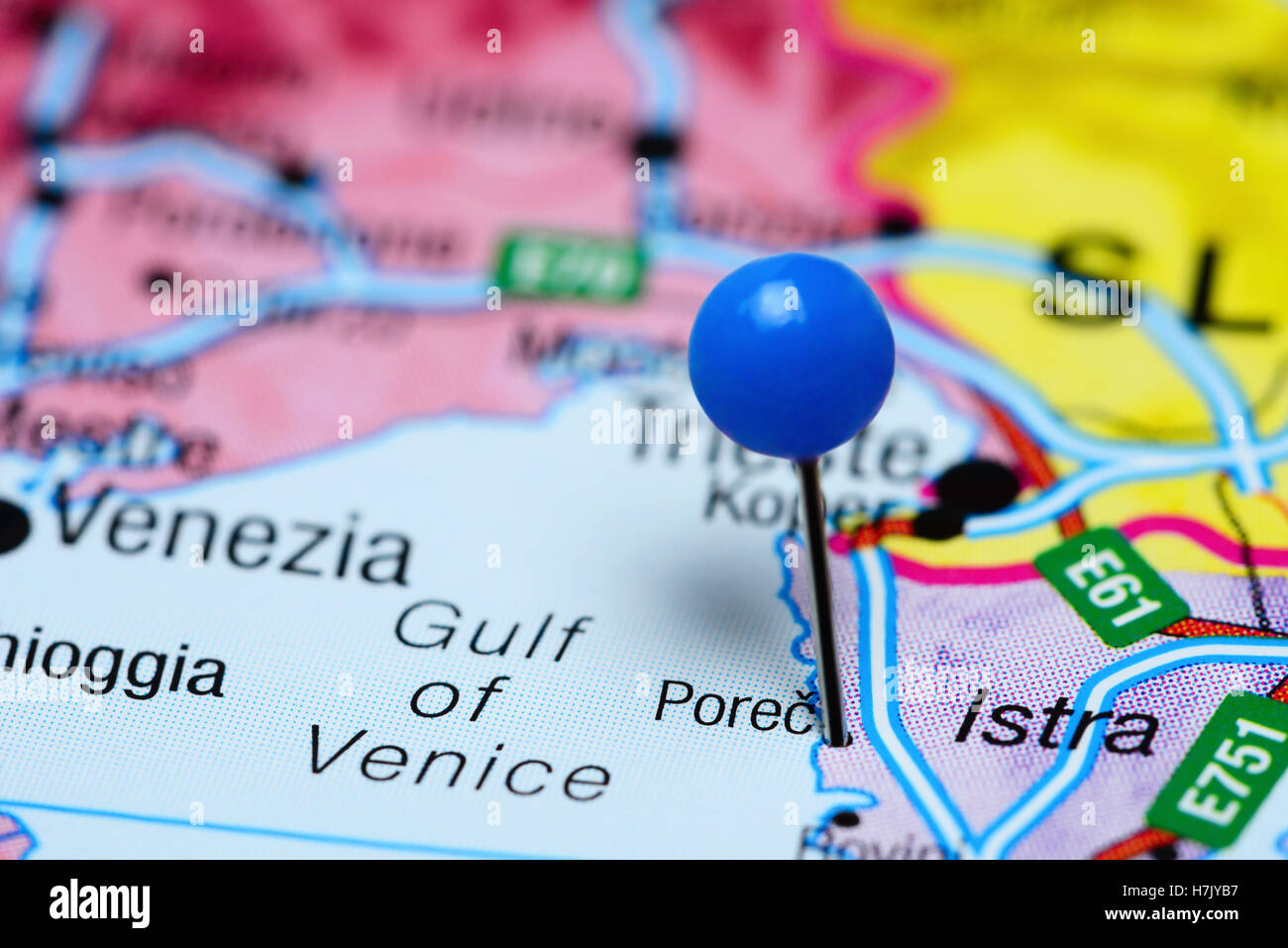 Porec pinned on a map of Croatia Stock Photo - Alamy