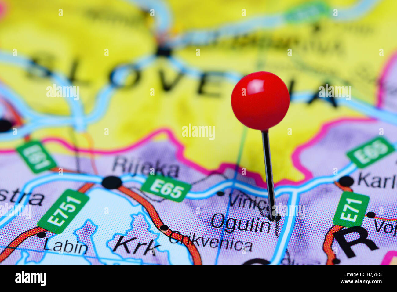 Ogulin pinned on a map of Croatia Stock Photo - Alamy