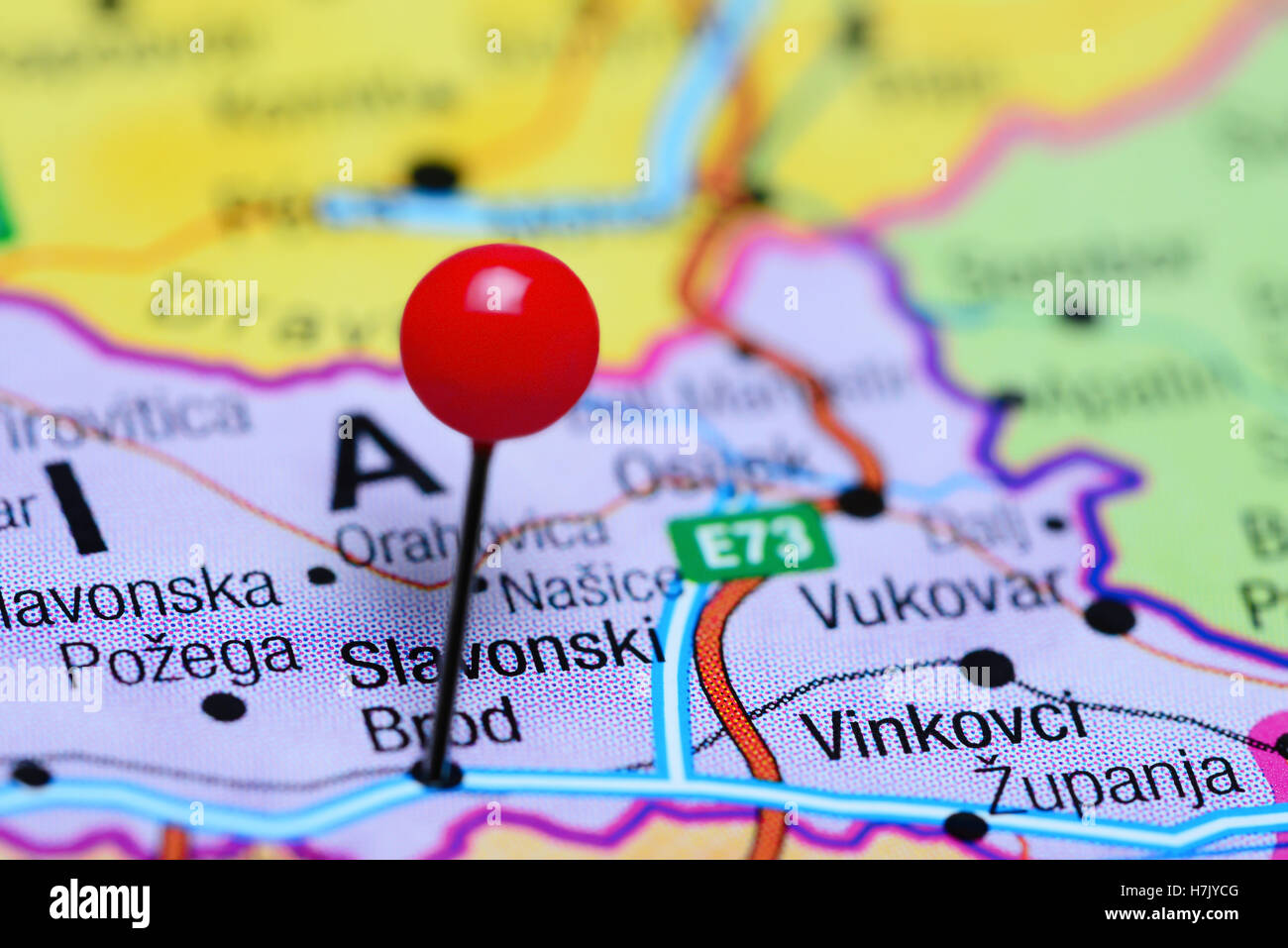 Slavonski Brod pinned on a map of Croatia Stock Photo - Alamy