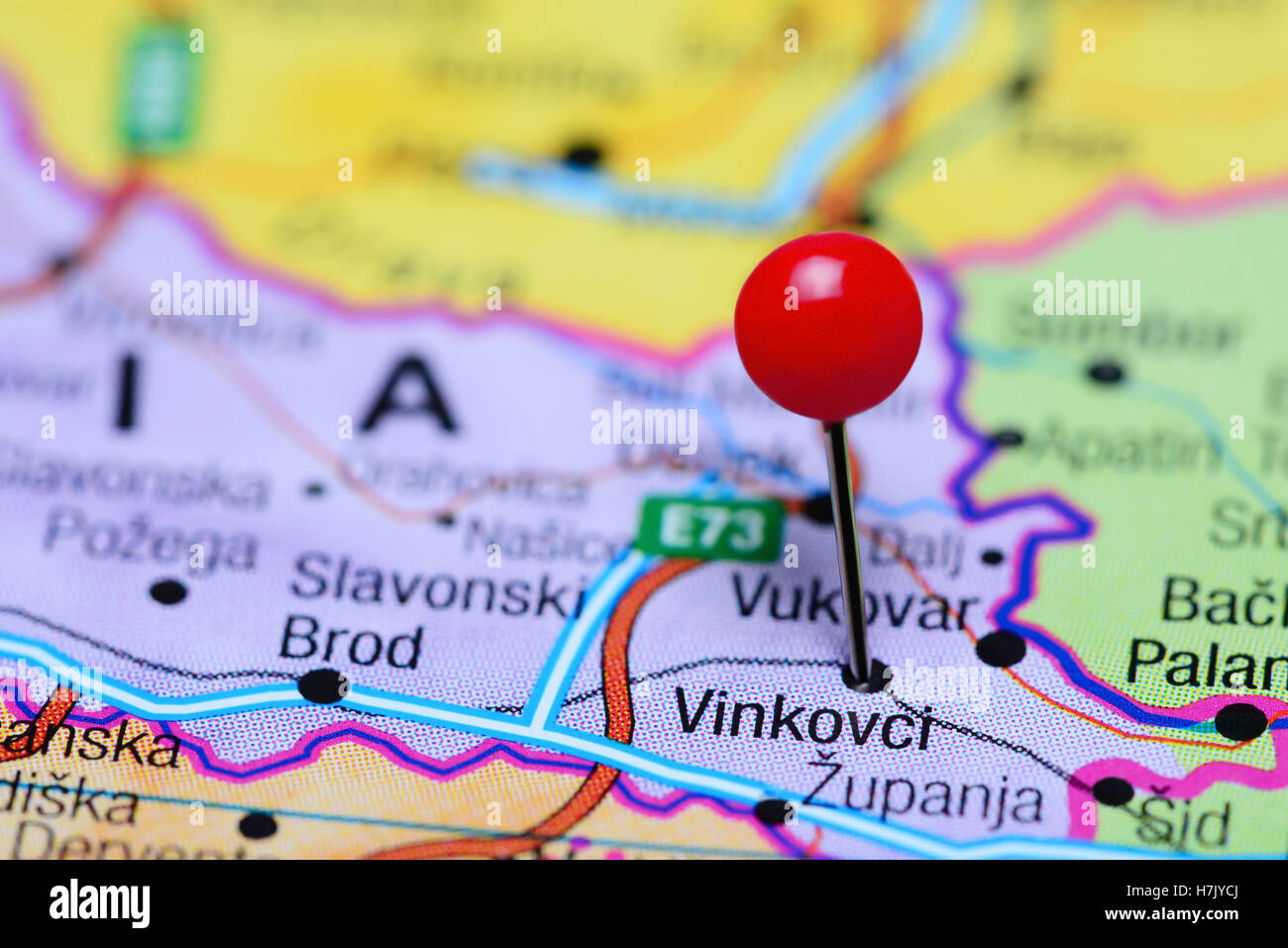 Vinkovci pinned on a map of Croatia Stock Photo - Alamy