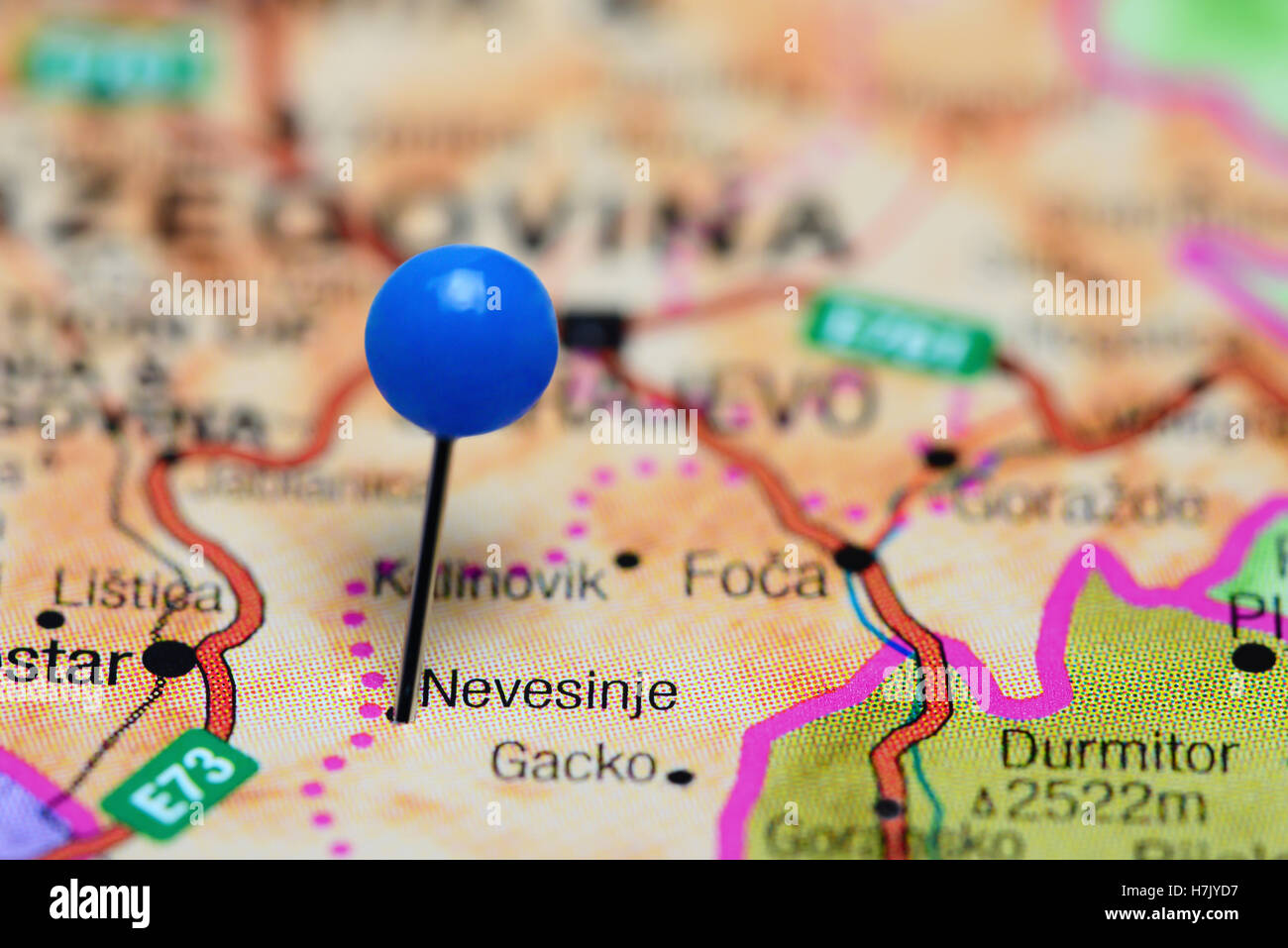 Nevesinje pinned on a map of Bosnia and Herzegovina Stock Photo - Alamy