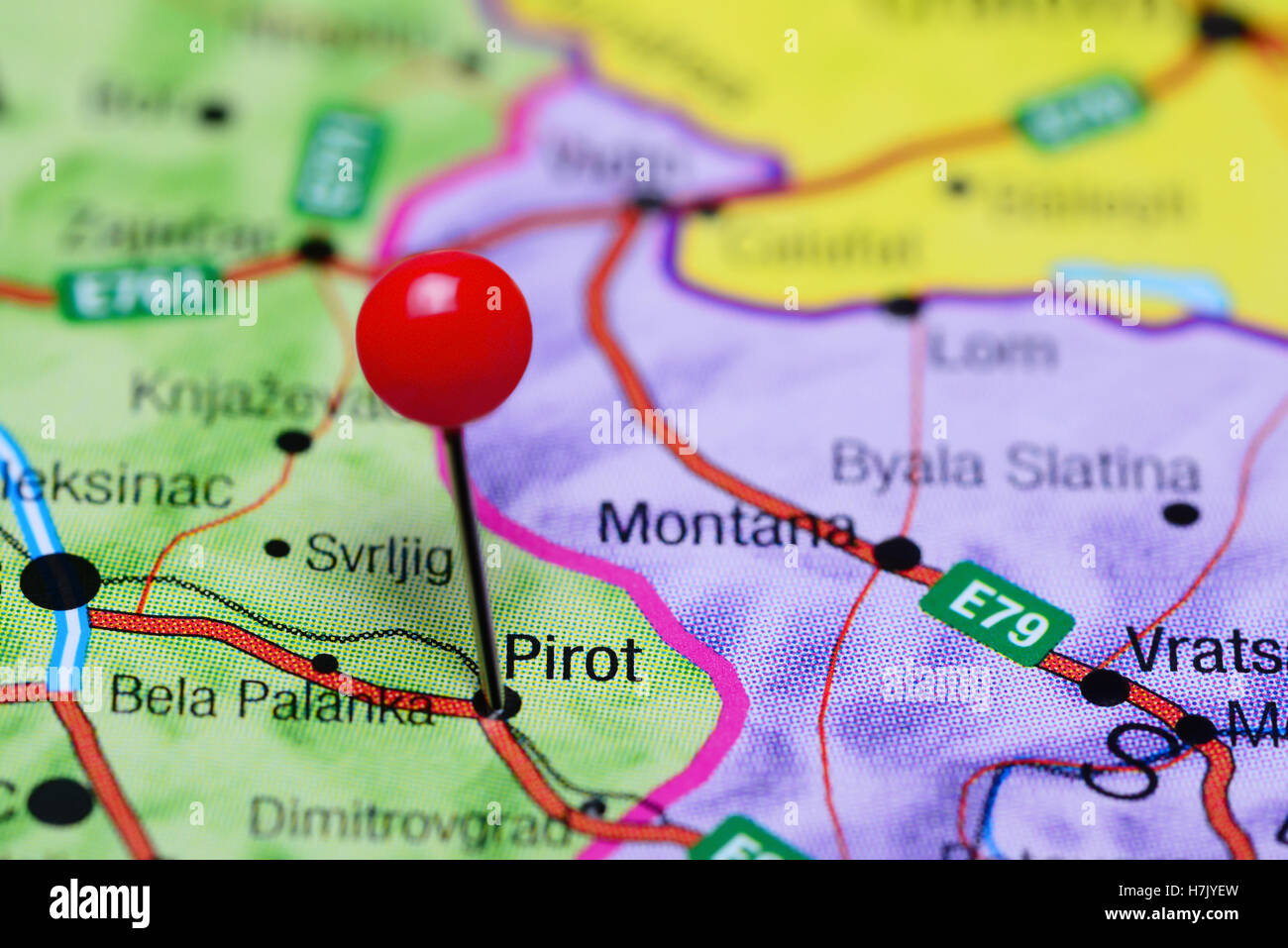Pirot pinned on a map of Serbia Stock Photo - Alamy