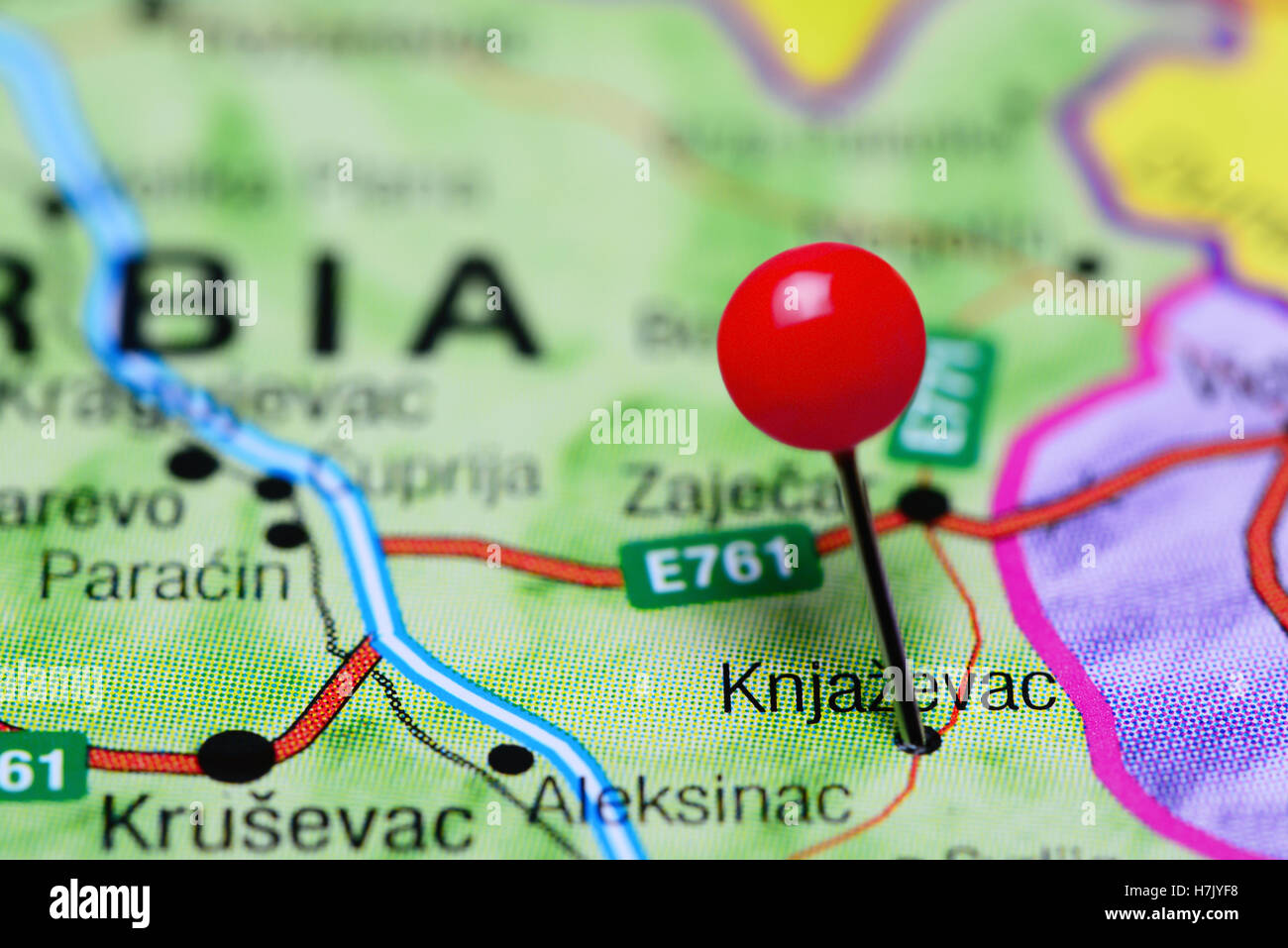 Knjazevac pinned on a map of Serbia Stock Photo - Alamy