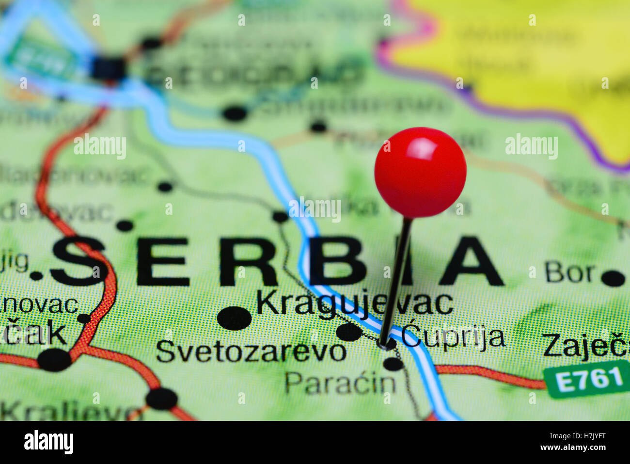 Cuprija pinned on a map of Serbia Stock Photo - Alamy