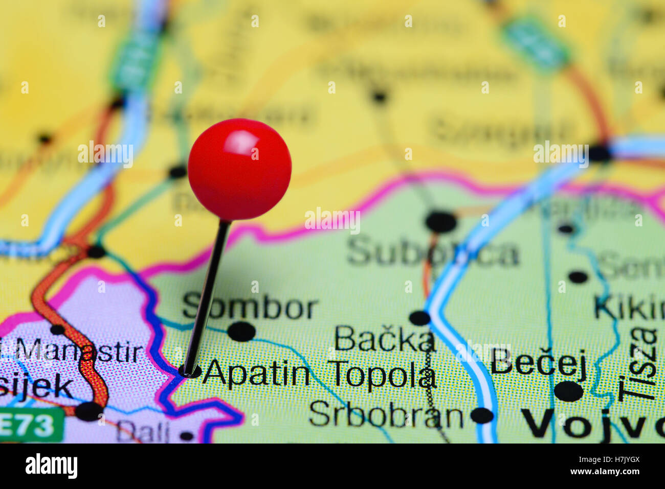 Apatin pinned on a map of Serbia Stock Photo - Alamy