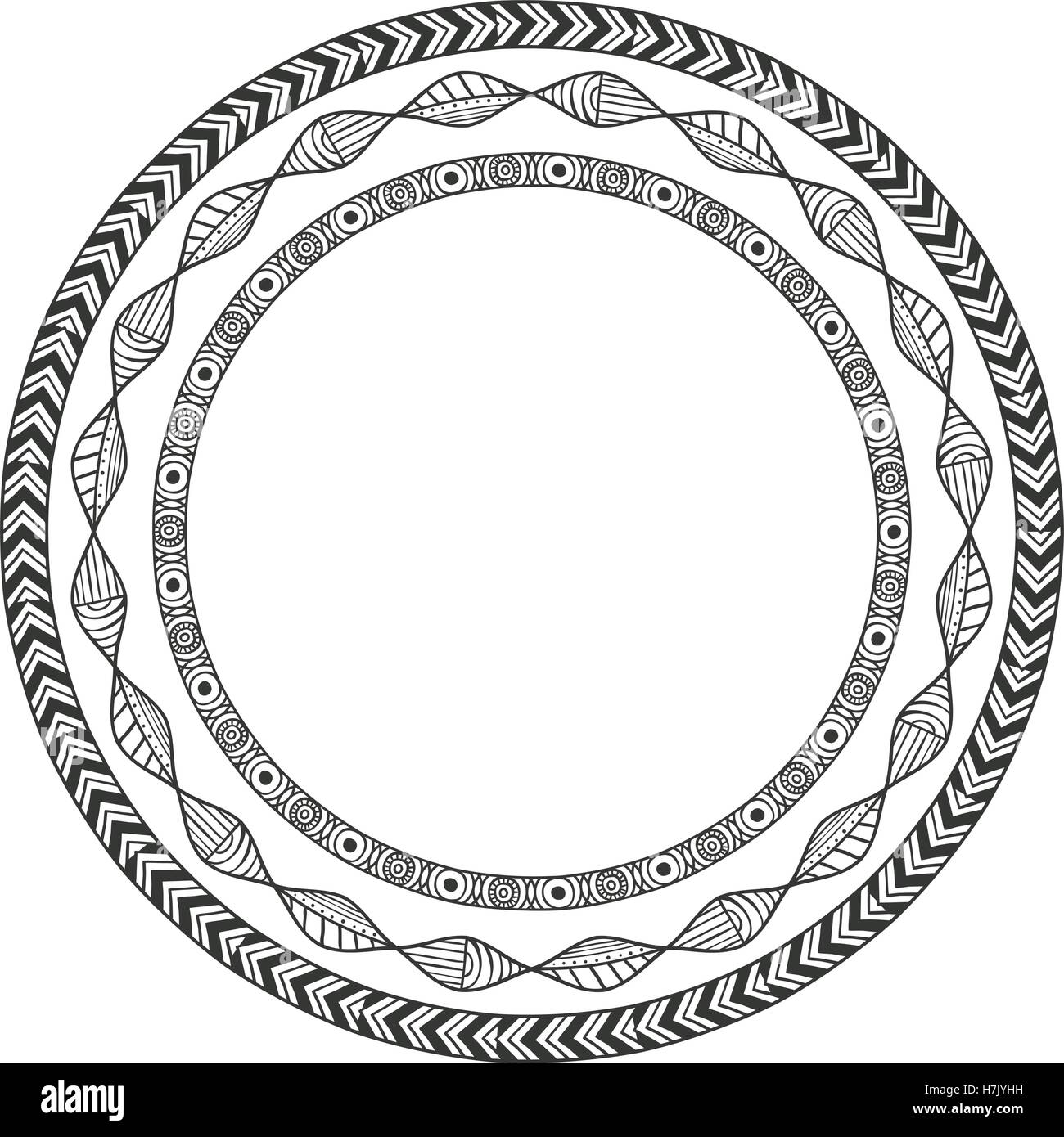 boho circle icon. Bohemic ornament indian and decoration theme. Black ...